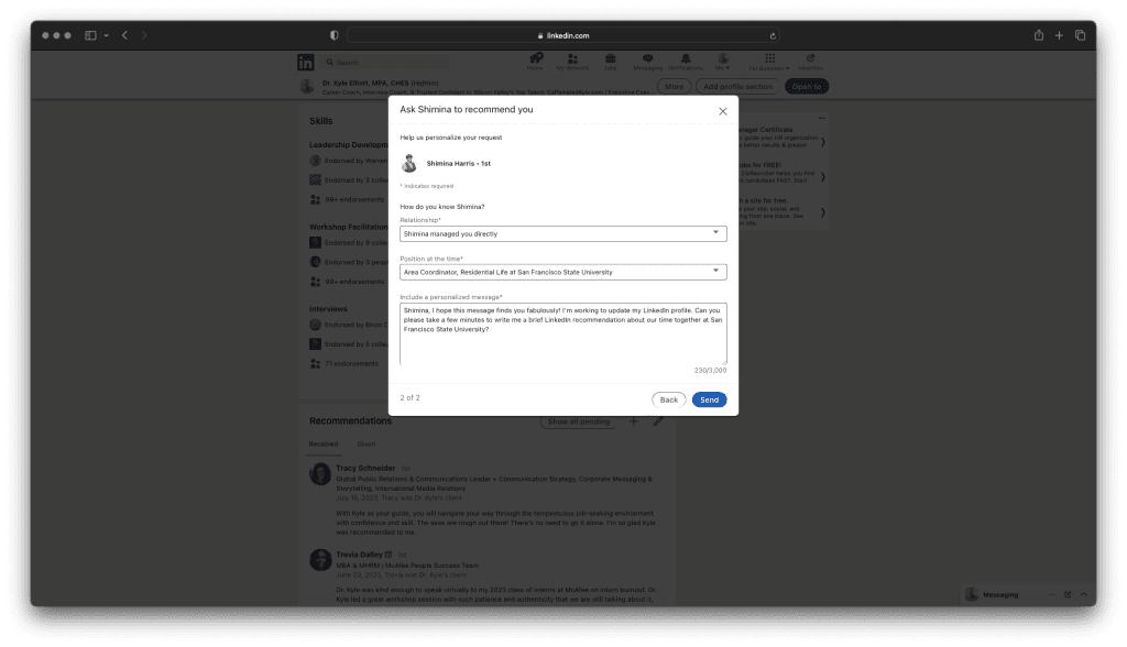 How To Best Ask For LinkedIn Recommendations: 4 Steps | CaffeinatedKyle.com